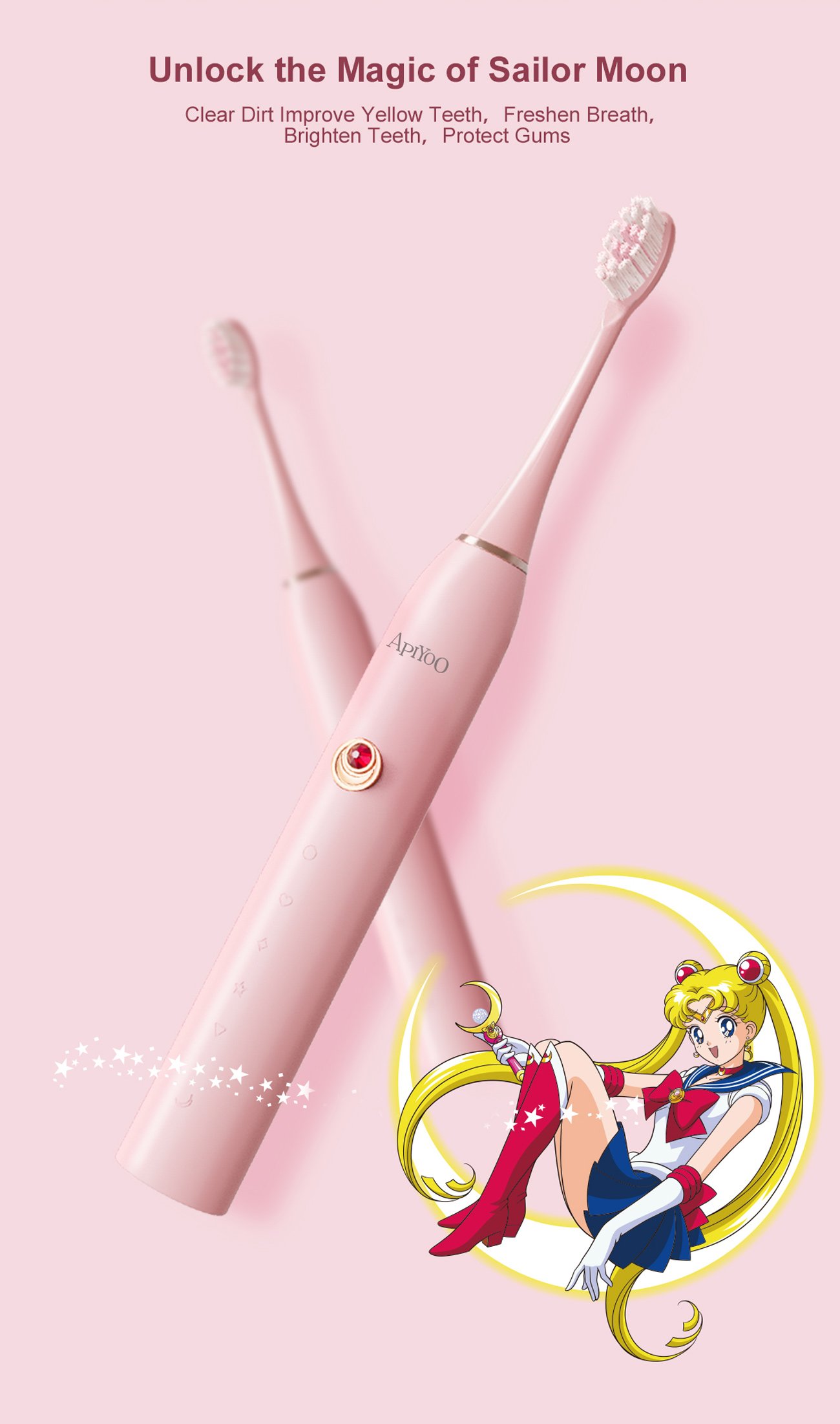 APIYOO Electric Toothbrush, Sailor Moon Sonic Electric Toothbrush ...