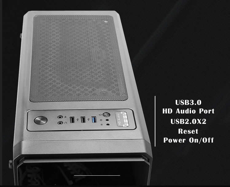 DIYPC Crystal-P3-RGB Black Dual USB3.0 Steel/ Tempered Glass ATX Mid ...