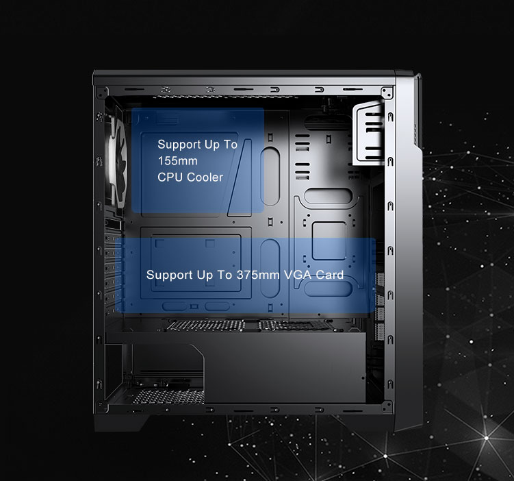 DIYPC Crystal-P3-RGB Black Dual USB3.0 Steel/ Tempered Glass ATX Mid ...