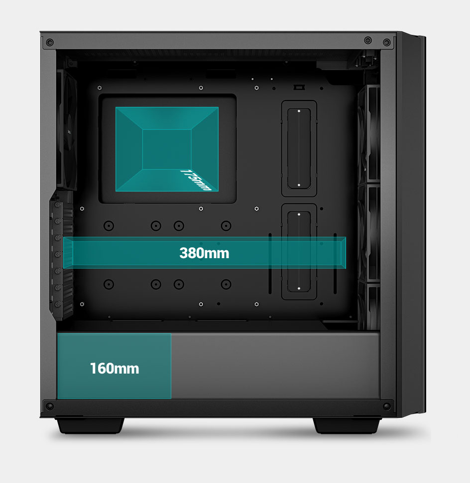 DeepCool CG540 Mid-Tower ATX Case, Tempered Glass Front and Side Panels ...