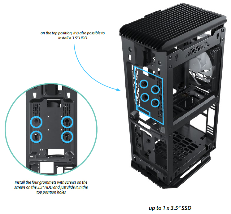Phanteks Evolv Shift 2 Air Mini-ITX Case, Fabric Side Panels, Aluminum ...