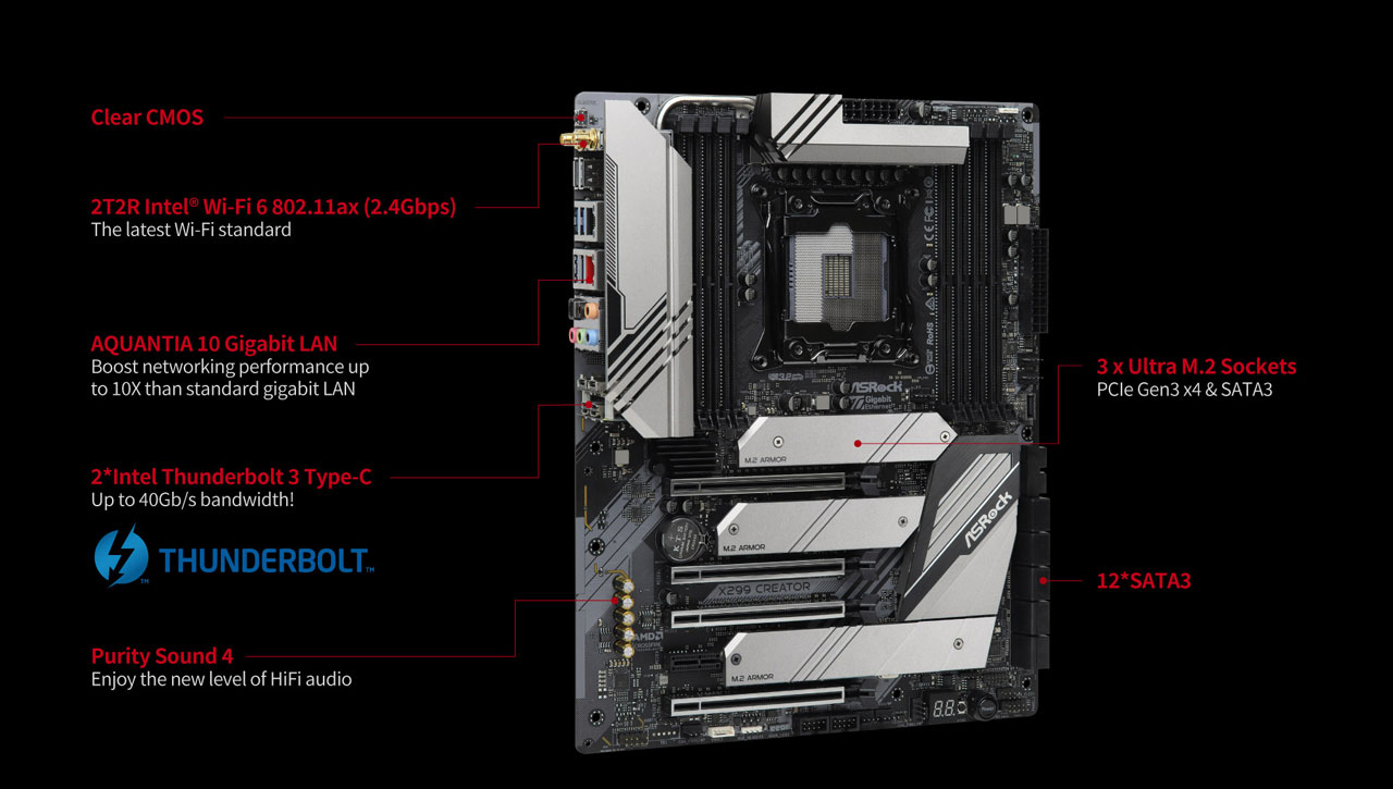 ASRock X299 CREATOR LGA 2066 ATX Intel Motherboard - Newegg.com ASRock X299 CREATOR LGA 2066 ATX Intel Motherboard - Newegg.com