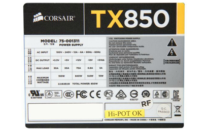 Refurbished: Corsair Certified CP-9020043-NA Enthusiast TX850 V2 850W ATX12V v2.31/ EPS12V v2.92 ...