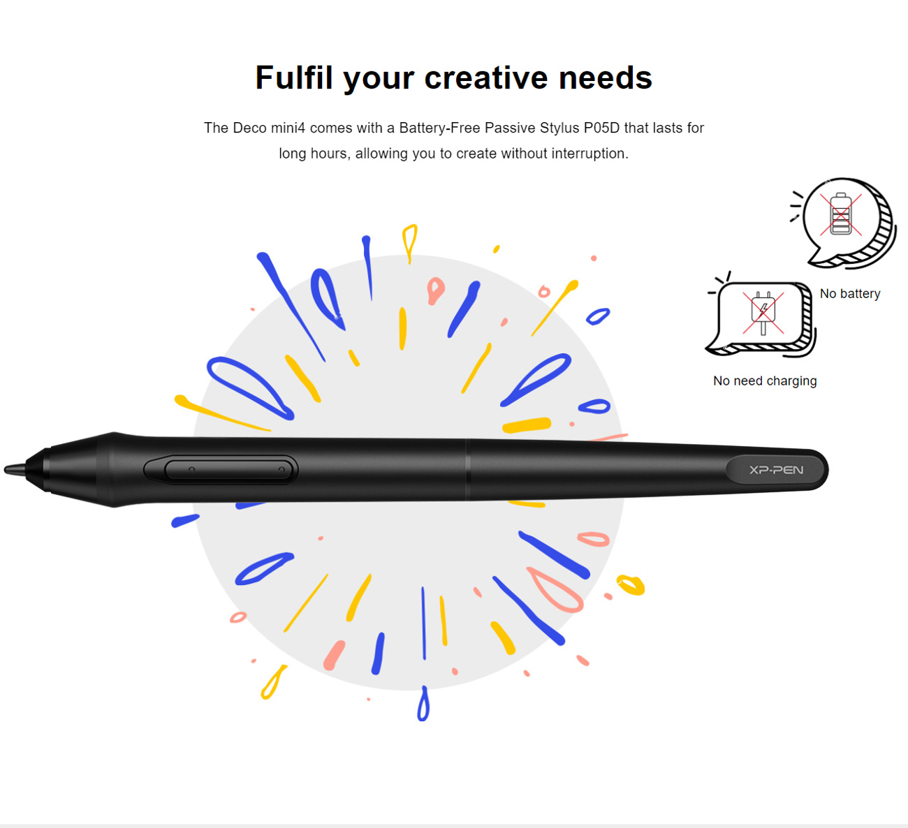 XP-PEN Deco mini4 Graphics Tablet 4 x 3 Inch Pen Tablet with Battery ...