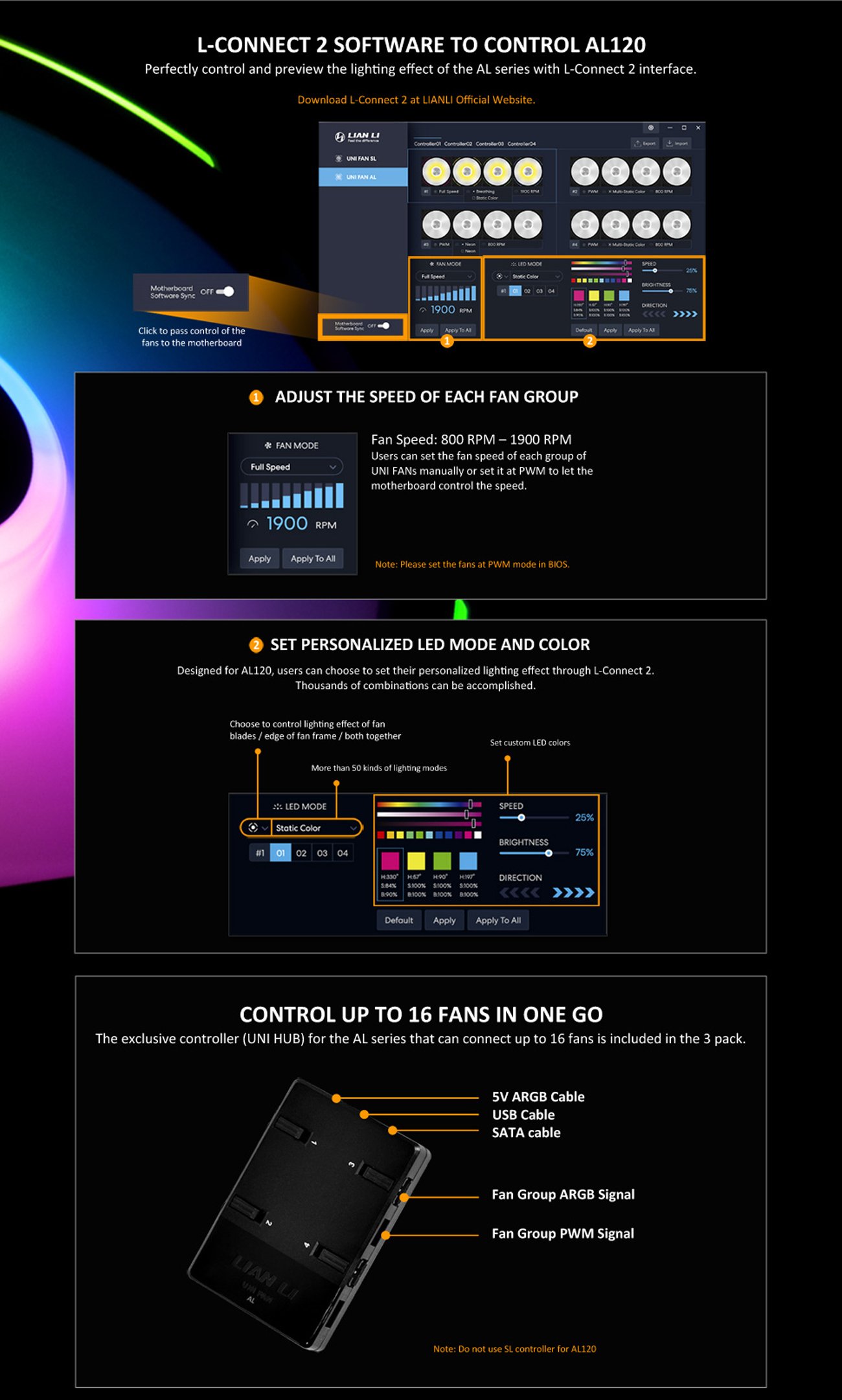 LIAN LI UNI FAN AL120 RGB White 12CM FAN SINGLE PACK WITHOUT CONTROLLER ...