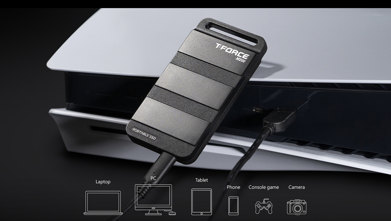 Team Group T-FORCE M200 2TB Portable SSD USB3.2 Gen 2x2 Type-C, Read ...