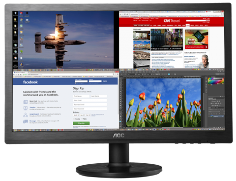 AOC E2060SWD Black 19.5" LED Backlight Monitor, 1600 x 900, 200cd/m2 ...