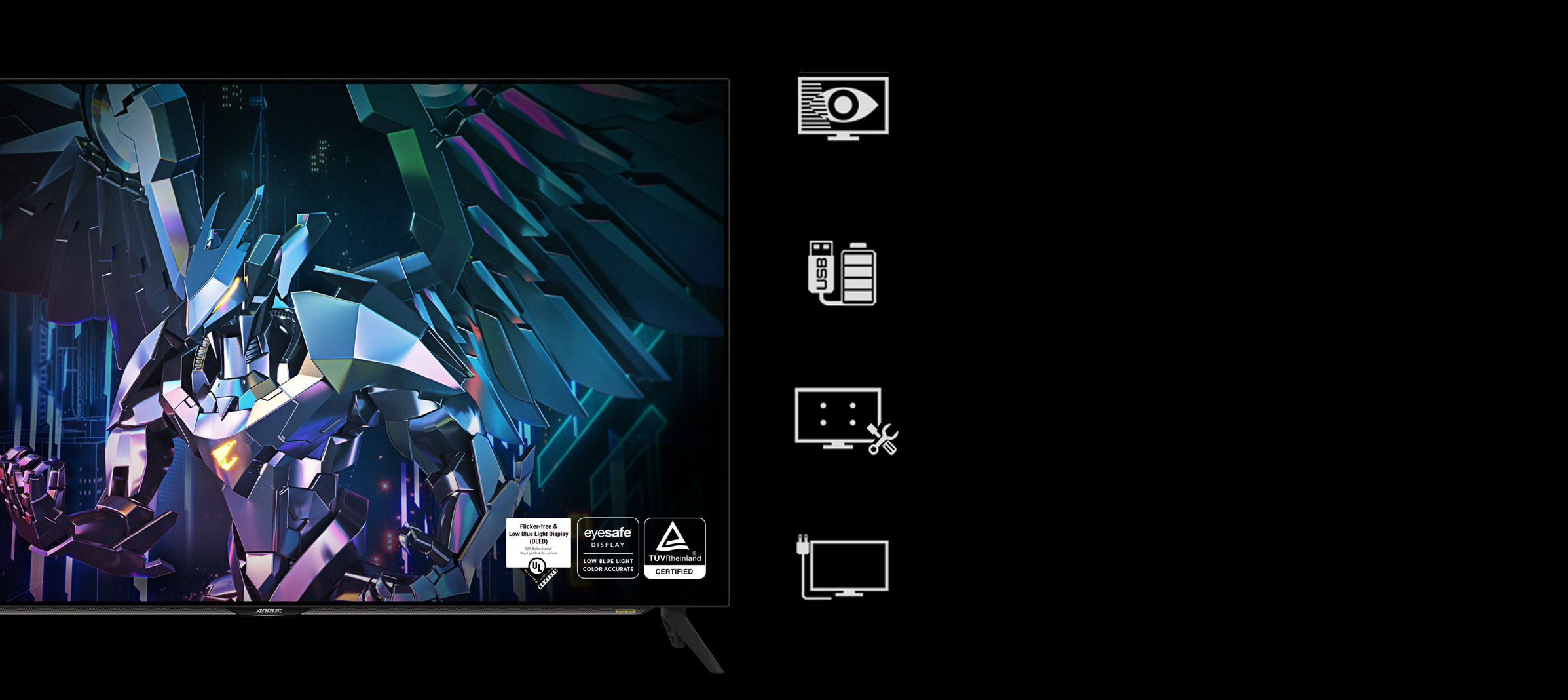 AORUS FO48U 48" 4K OLED 3840x2160 120Hz 1ms GTG, 1x DisplayPort 1.4, 2x ...