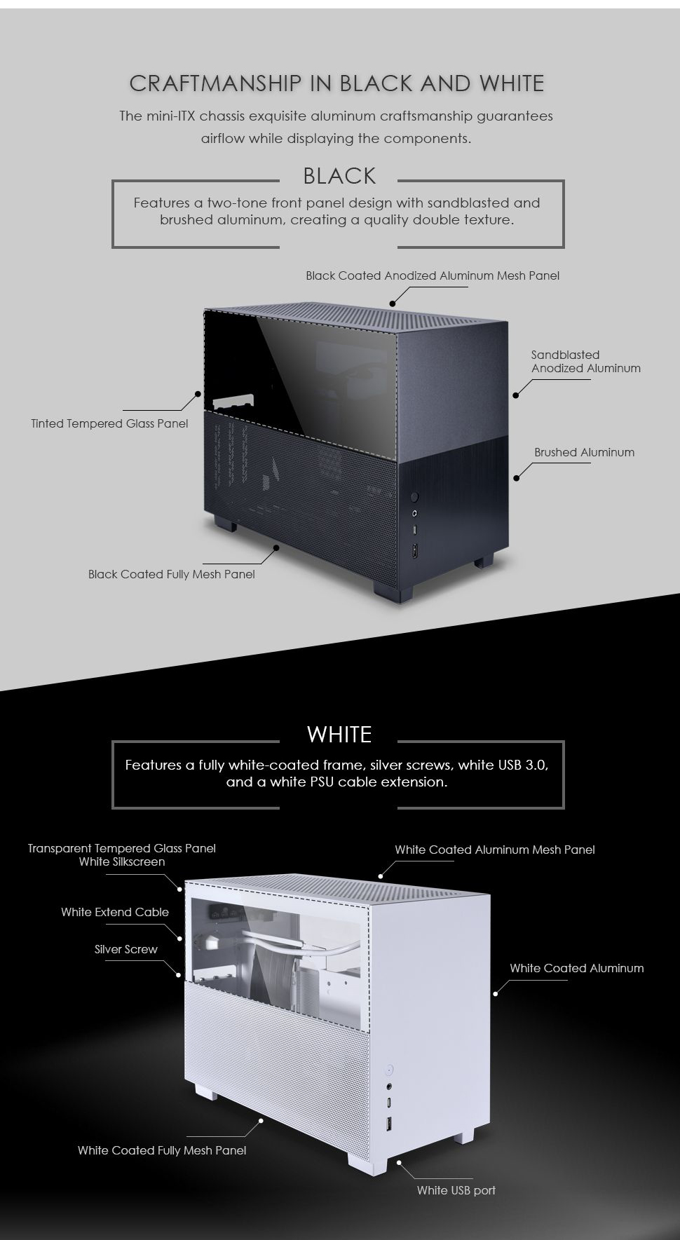 LIAN LI Q58 Black Color SPCC / Aluminum / Tempered Glass Mini Tower ...