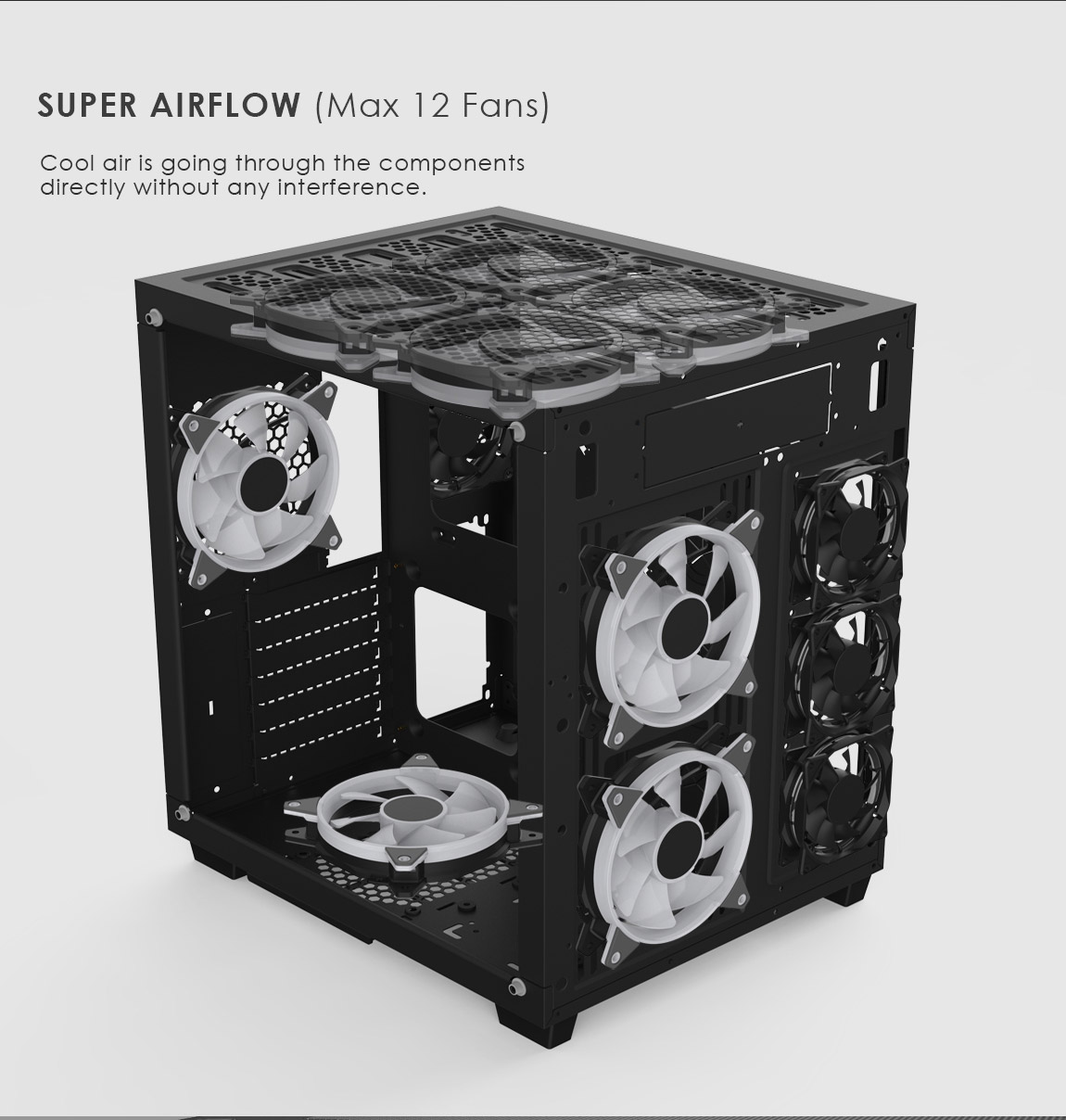 anidees AI Crystal Cube Dual Chamber Tempered Glass EATX /ATX PC Gaming ...