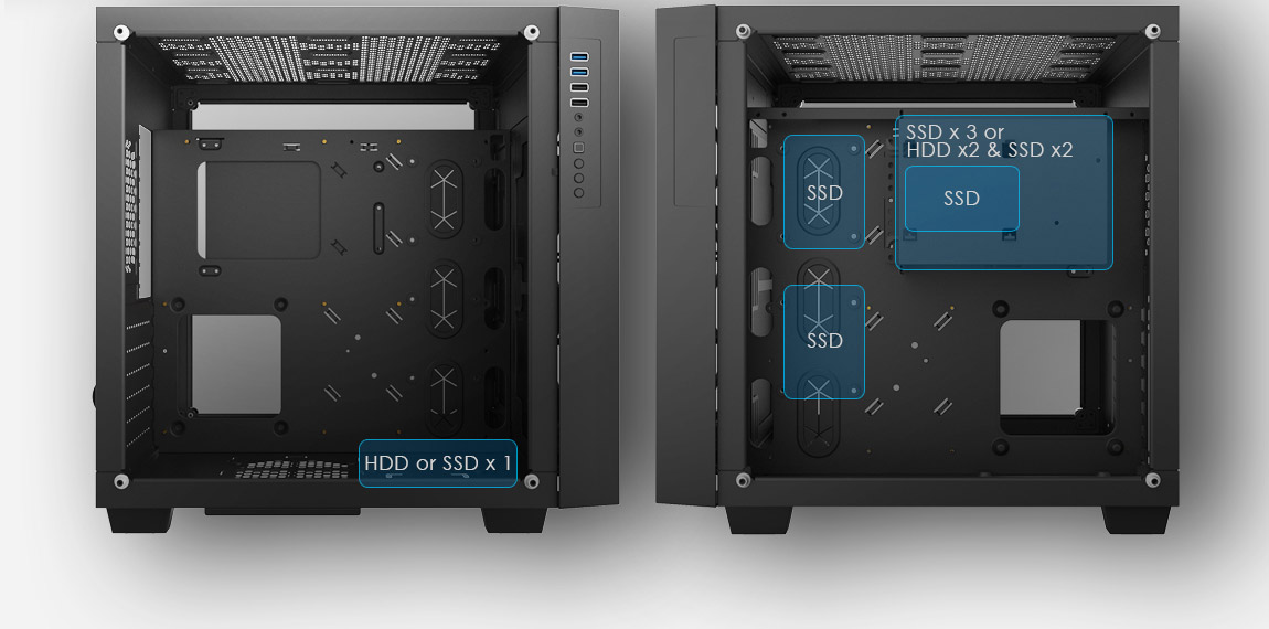 anidees AI Crystal Cube Dual Chamber Tempered Glass EATX /ATX PC Gaming ...