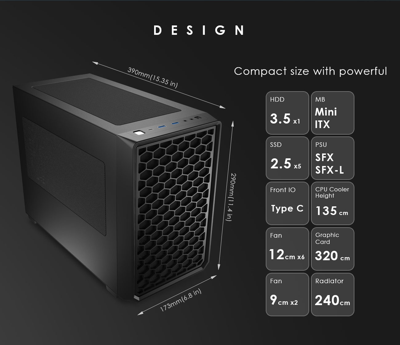anidees AI Atomic mini ITX Small Form Factor (SFF) Case, Triple-Slot ...