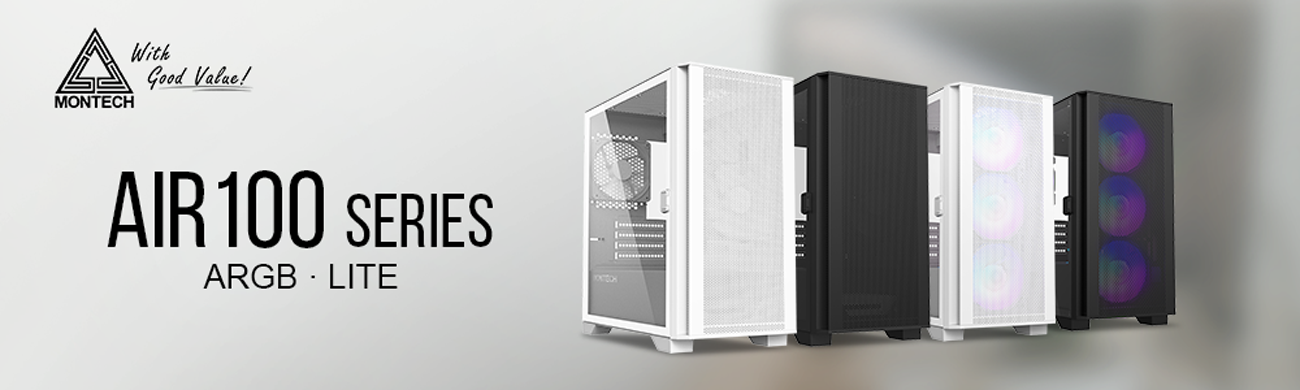 Montech AIR 100 ARGB MICRO-ATX Tower with Four ARGB Fans Pre Installed ...