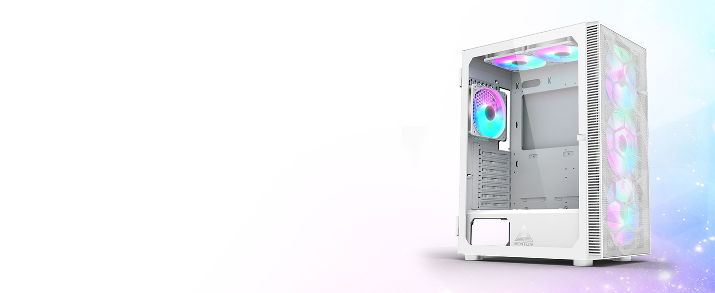 Montech X3 Mesh 6pcs, 3 x 140mm& 3 x 120mm Fixed RGB Lighting Fans (Pre ...