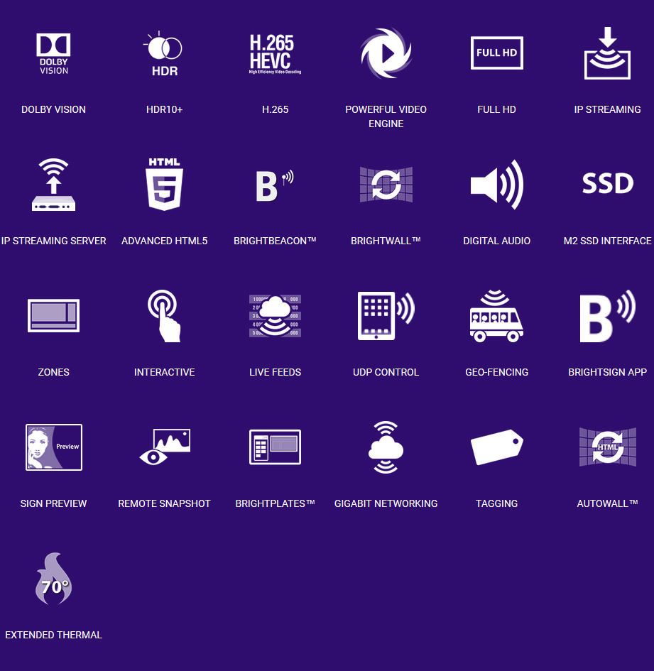 BrightSign XD234 Standard I/O Digital Signage Media Player, H.265/H.264, 4K@60p Dolby Vision ...