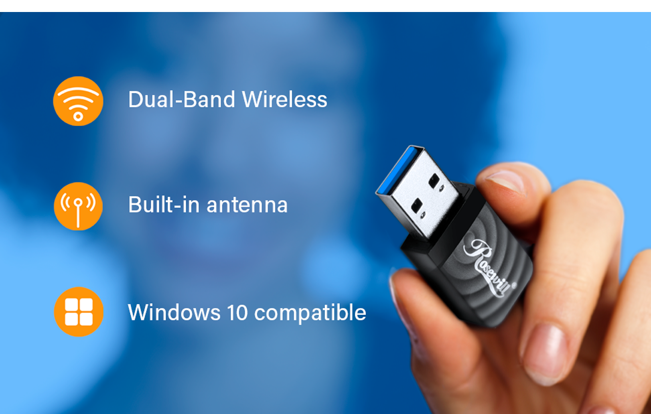 Rosewill USB Wi-Fi Adapter for PC, Wireless Adapter AC1300Mbps Dual ...