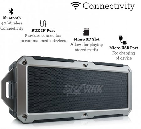 SHARKK SP-SK896WTR-GRY Gray 8W IP67-Certified WaterProof Portable ...