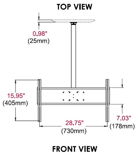 Peerless PLCM-UNL-CP 32"-75" Ceiling TV Mount LED & LCD HDTV up to VESA ...