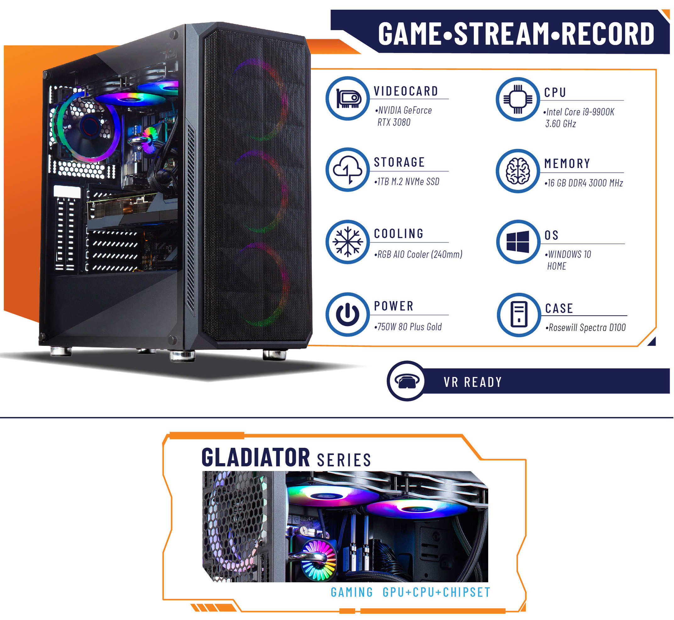 ABS Gladiator Gaming PC - i9 9900K - GeForce RTX 3080 - Newegg.com