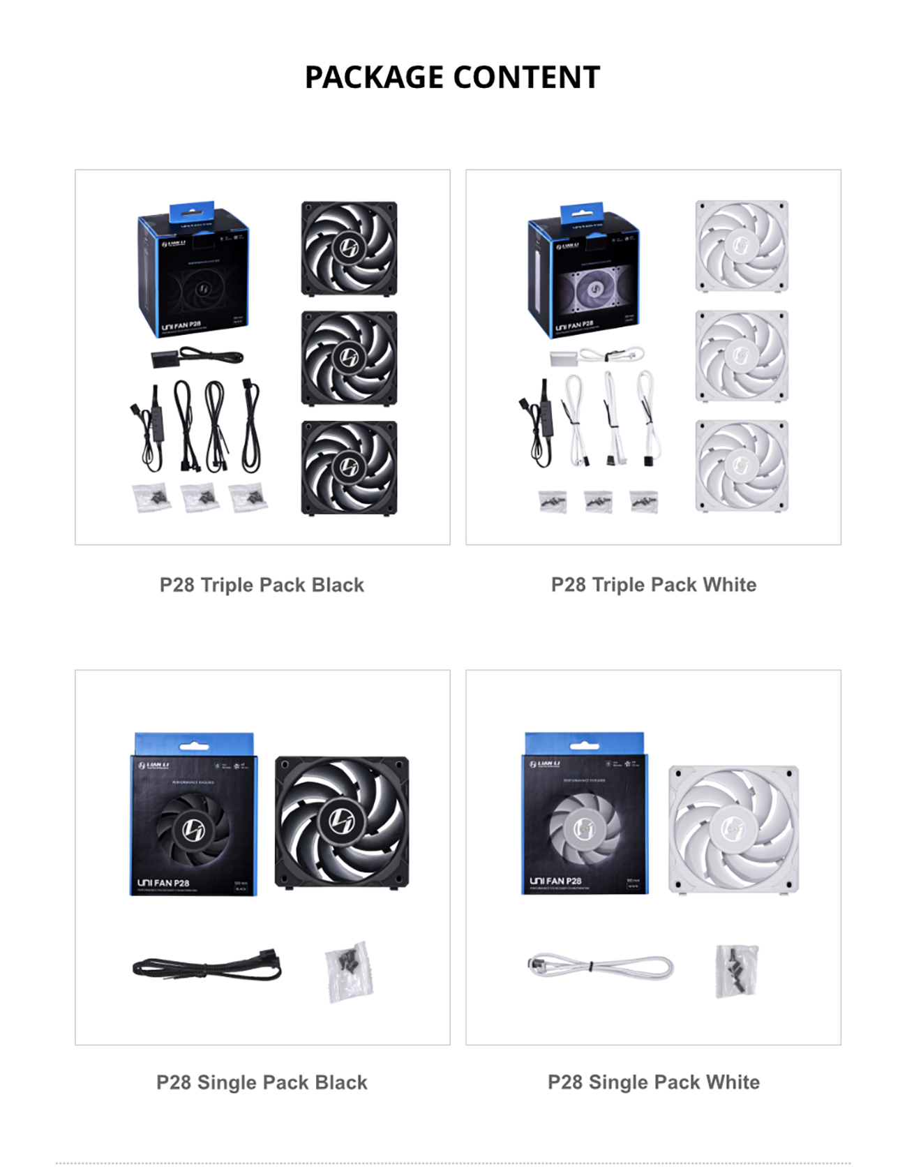 LIAN LI UNI Fan P28 Optional side diffused RGB strip 3 Pcs Pack ,Black ...