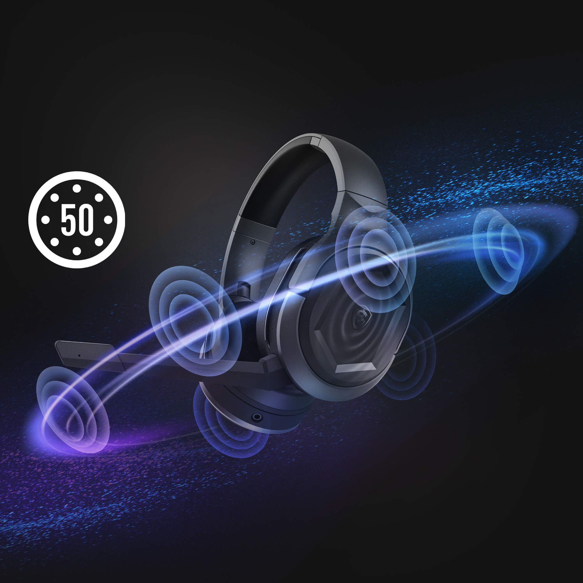 MSI Immerse GH50 Wireless Gaming Headset – 22 Hr Battery Life, 50mm ...