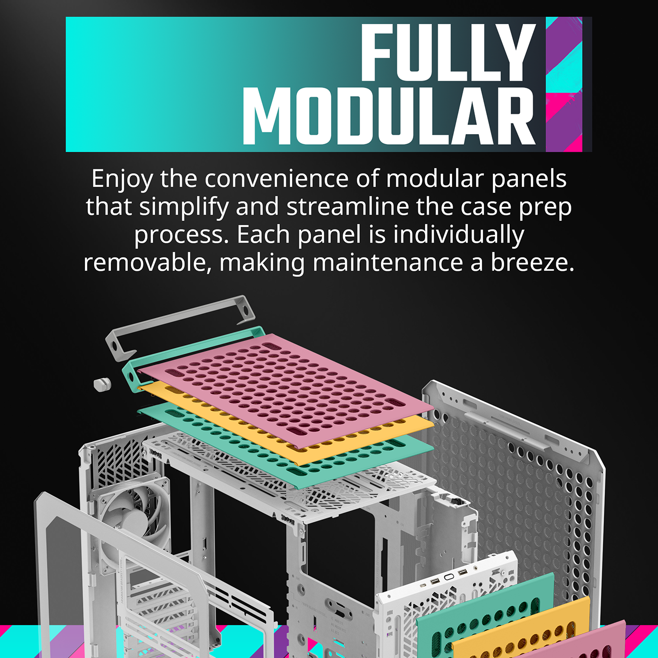 Cooler Master QUBE 500 Flatpack Macaron Small High Airflow Mid-Tower ...