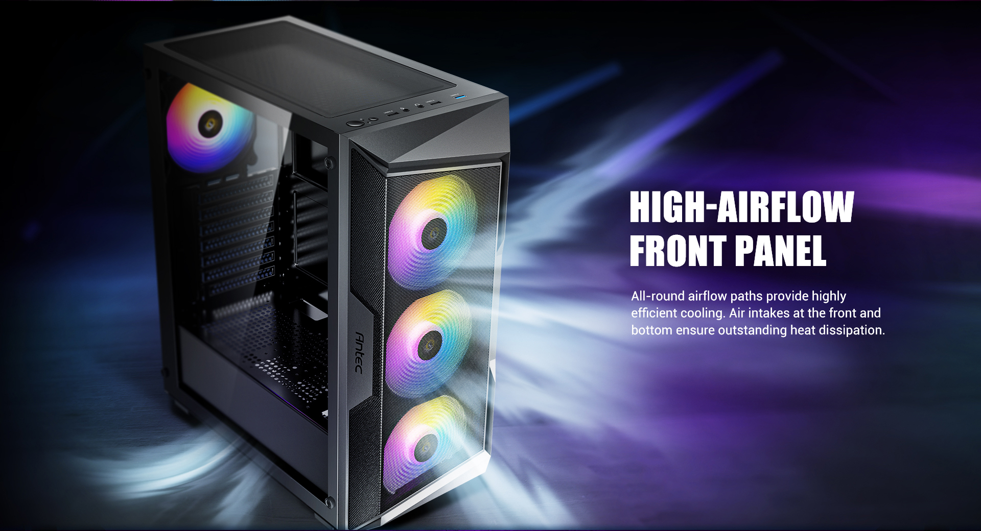 ANTEC AX Series AX61 Elite, High-Airflow Mesh Front Panel, 4 x 120mm ...