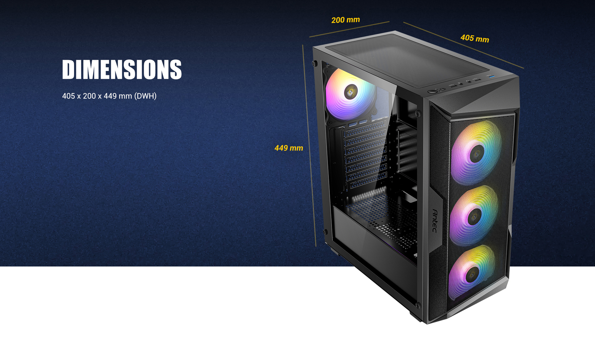 ANTEC AX Series AX61 Elite, High-Airflow Mesh Front Panel, 4 x 120mm ...