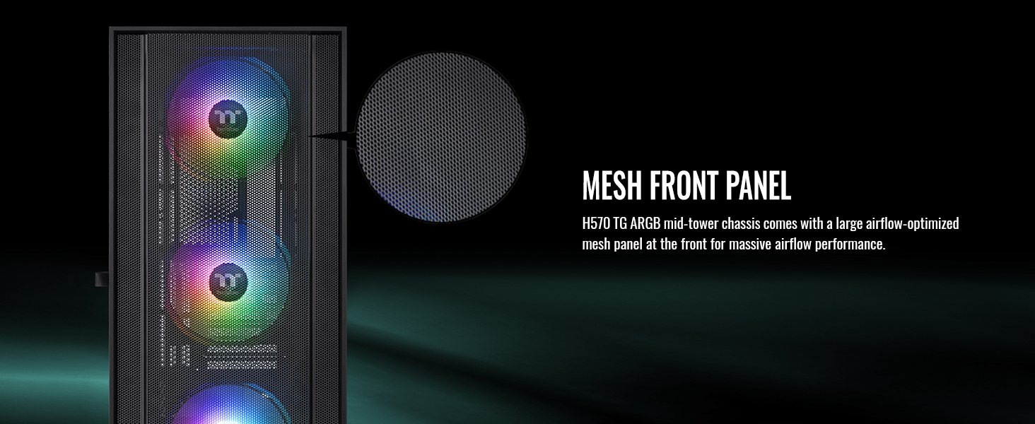 Thermaltake H570 TG Black ATX Mid Tower ARGB Tempered Glass Computer ...