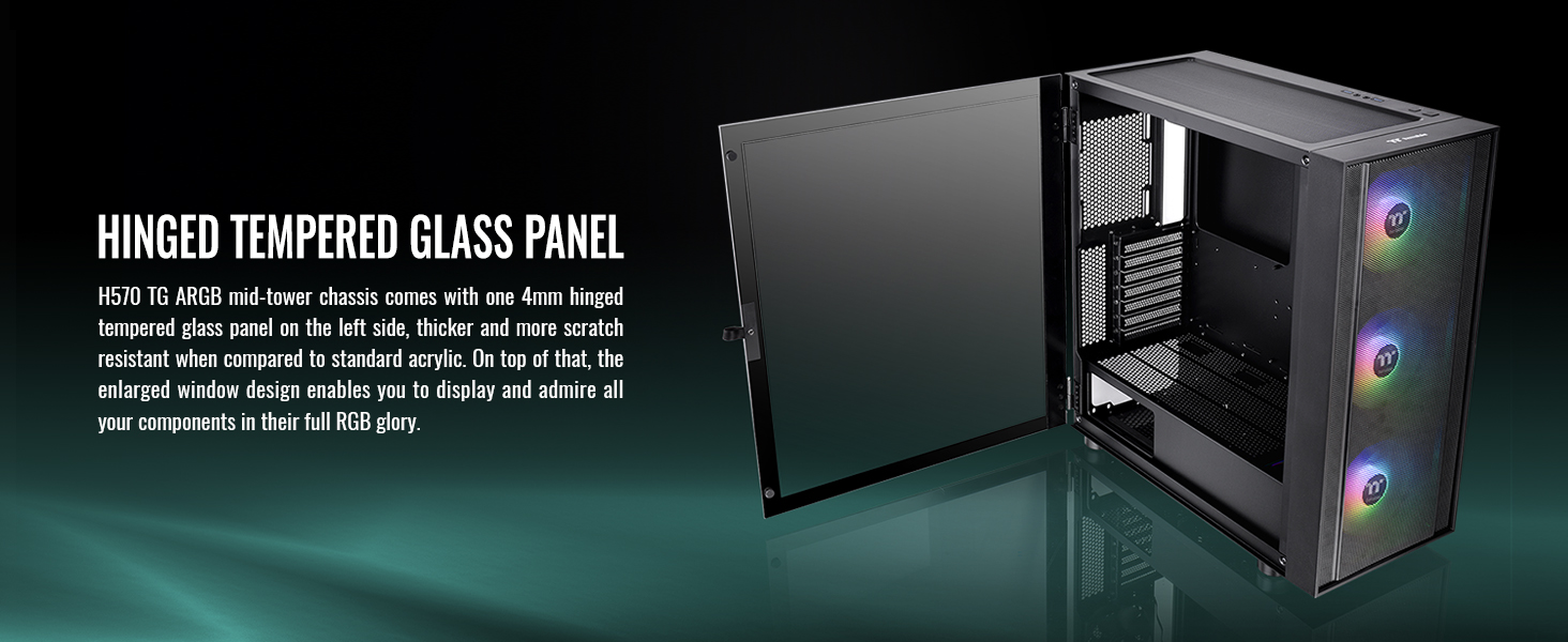Thermaltake H570 TG Black ATX Mid Tower ARGB Tempered Glass Computer ...