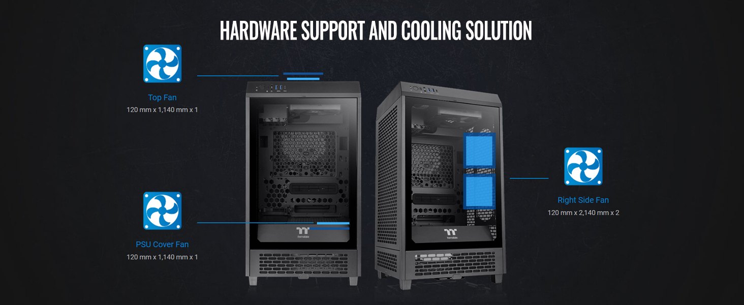 Thermaltake Tower 200 Mini-ITX Computer Case; 2x140mm Pre-installed ...