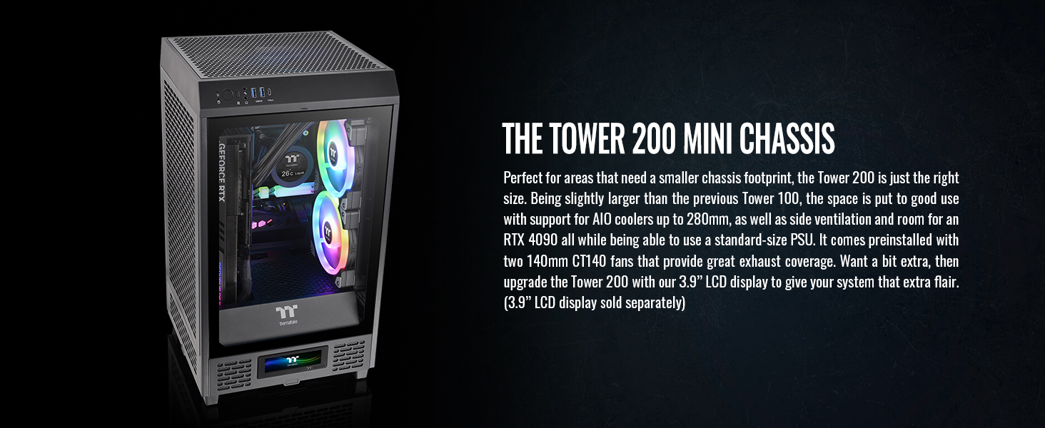 Thermaltake Tower 200 Mini-ITX Computer Case; 2x140mm Pre-installed ...