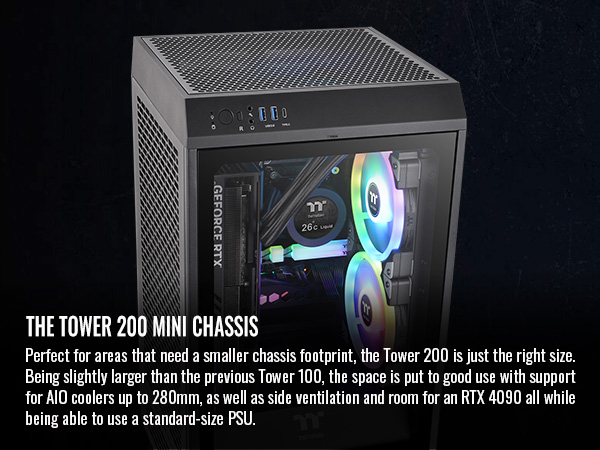 Thermaltake Tower 200 Mini-ITX Computer Case; 2x140mm Pre-installed ...