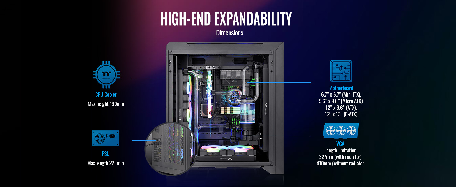 Thermaltake CTE C700 TG ARGB E-ATX Mid Tower Centralized Thermal Efficiency Design; 3x140mm ...