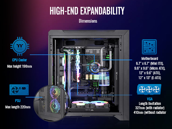 Thermaltake CTE C700 TG ARGB E-ATX Mid Tower Centralized Thermal Efficiency Design; 3x140mm ...