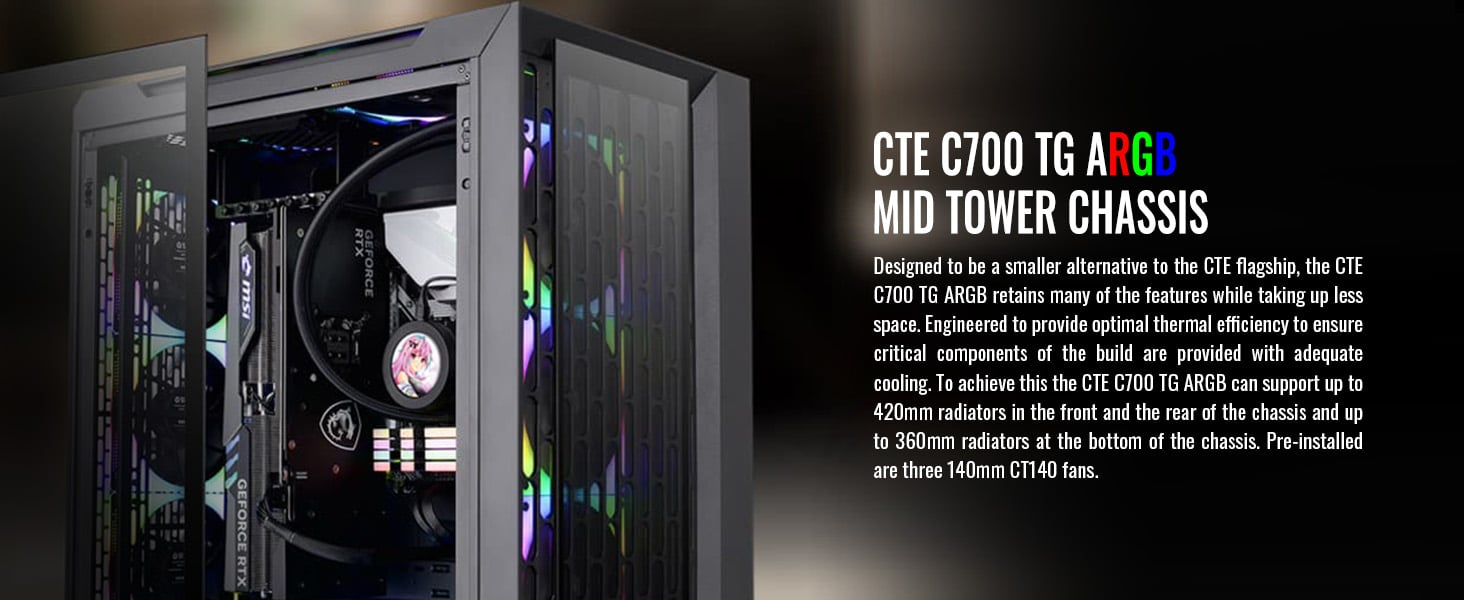 Thermaltake CTE C700 TG ARGB E-ATX Mid Tower Centralized Thermal ...