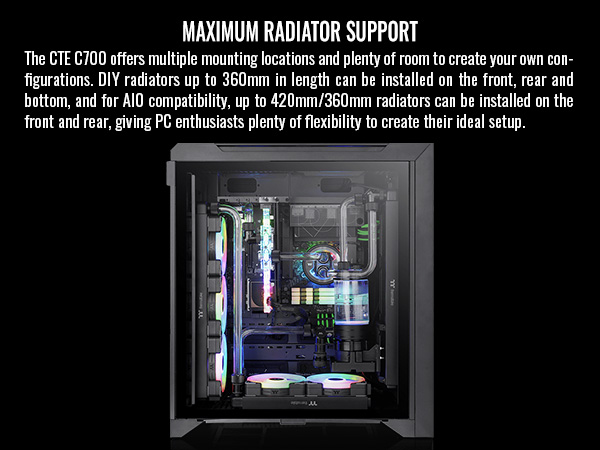 Thermaltake CTE C700 TG ARGB E-ATX Mid Tower Centralized Thermal Efficiency Design; 3x140mm ...
