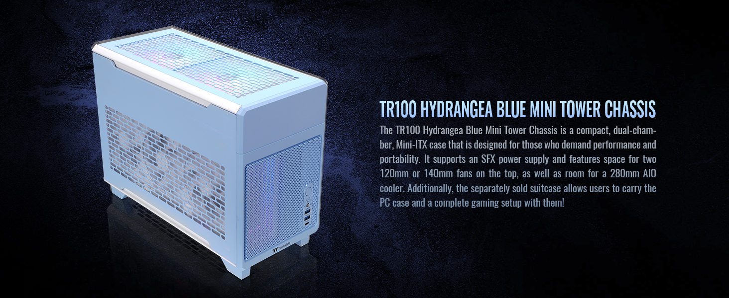 Thermaltake TR100 Mini-ITX Hydrangea Blue Computer Case CA-11A-00SFNN ...