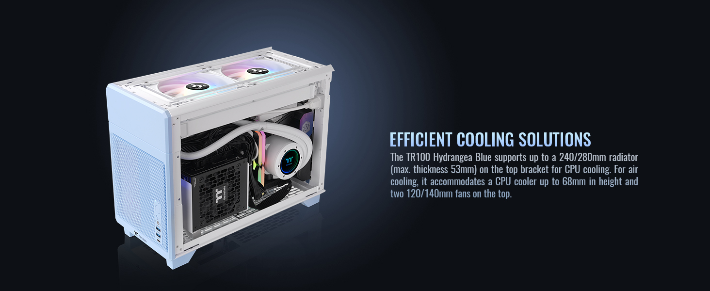 Thermaltake TR100 Mini-ITX Hydrangea Blue Computer Case CA-11A-00SFNN ...