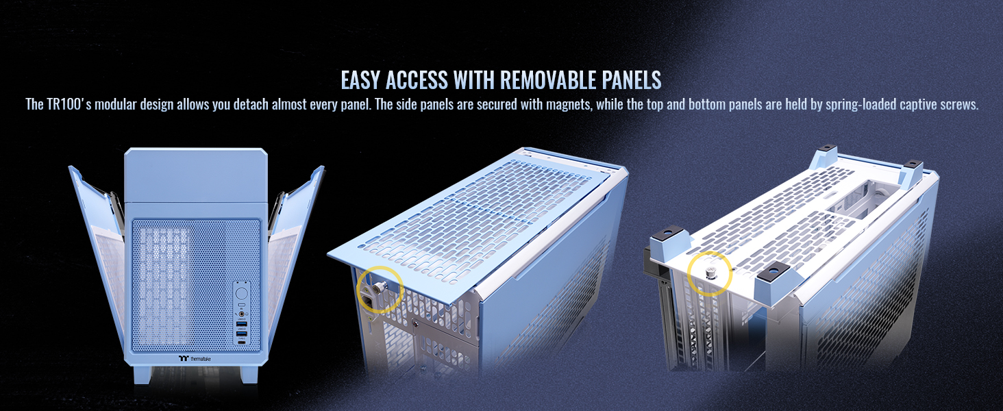 Thermaltake TR100 Mini-ITX Hydrangea Blue Computer Case CA-11A-00SFNN ...