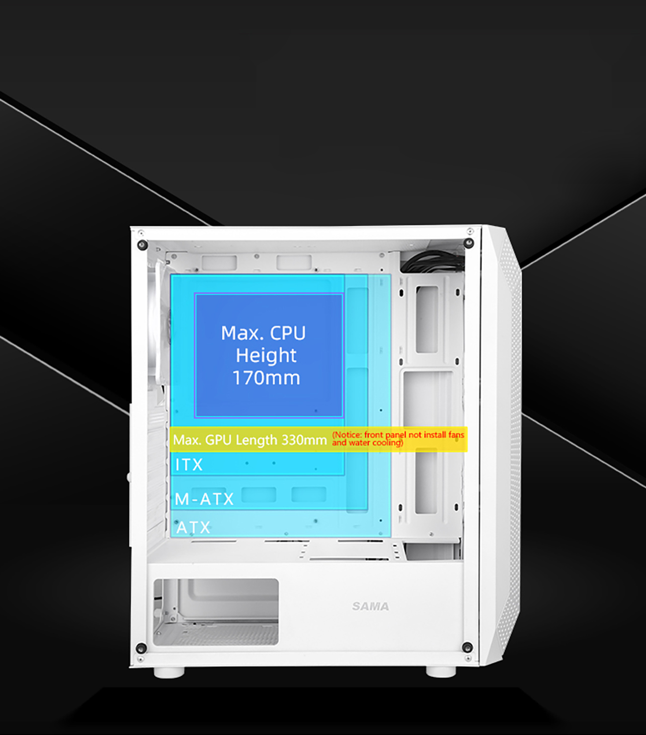 SAMA SAMA-Z4 White Steel / Tempered Glass ATX Mid Tower Computer Case w ...