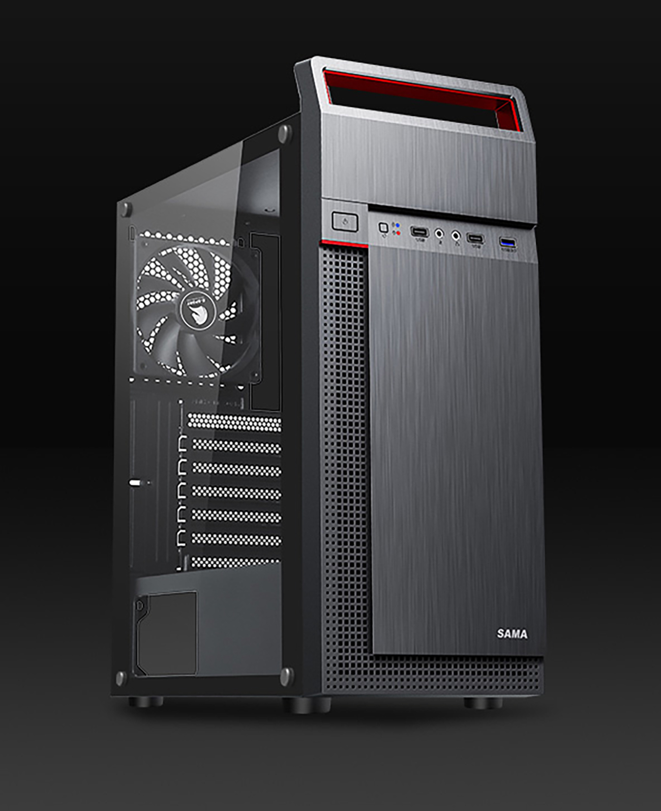 SAMA Sama-S88-BK Black ATX Mid Tower USB3.0 Computer Case w/3 x 120mm ...