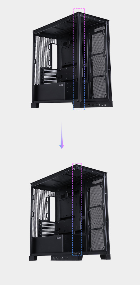 Sama AR01-RGB-BK Black Dual USB3.0 and Type C, Dual Tempered Glass ...