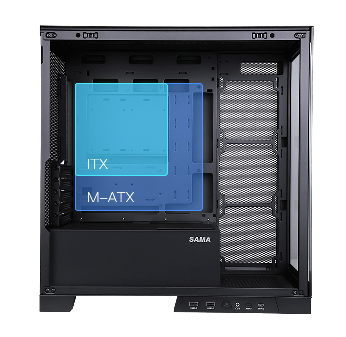 Sama AR01-RGB-BK Black Dual USB3.0 and Type C, Dual Tempered Glass ...