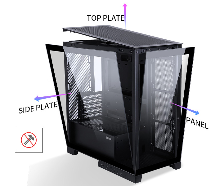 Sama AR01-RGB-BK Black Dual USB3.0 and Type C, Dual Tempered Glass ...