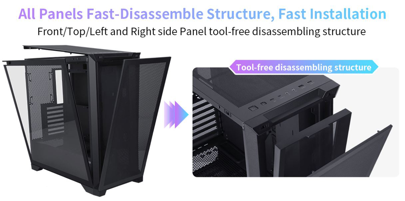 Sama TS01-RGB-BK Black Dual USB3.0 and Type C Tempered Glass ATX Full ...