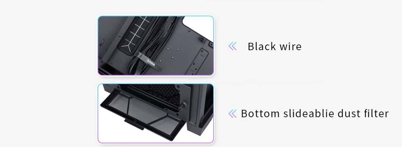 Sama TS01-RGB-BK Black Dual USB3.0 and Type C Tempered Glass ATX Full ...