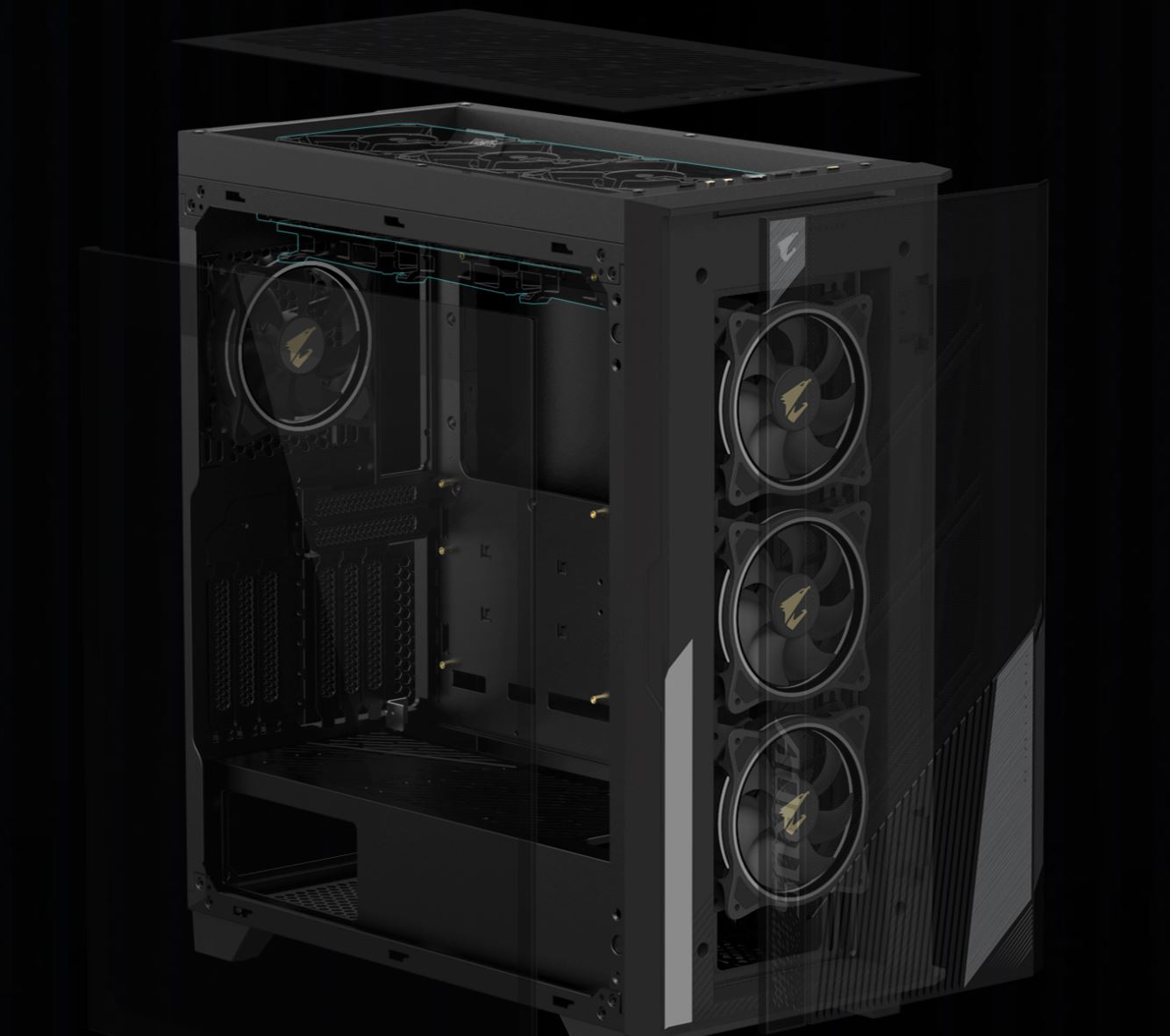 GIGABYTE AORUS C500 GLASS - Black Mid Tower PC Gaming Case, Tempered ...