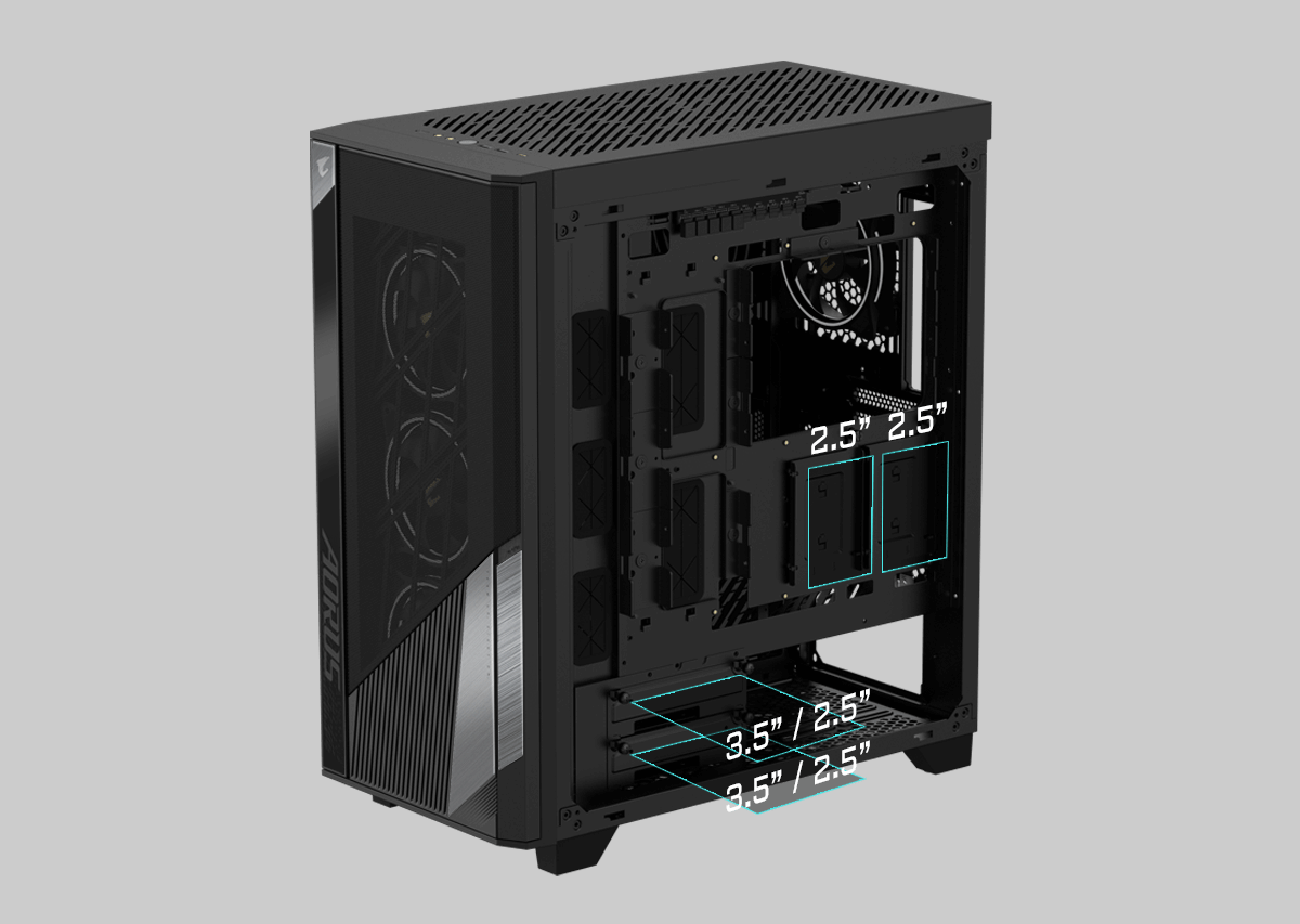 GIGABYTE AORUS C500 GLASS - Black Mid Tower PC Gaming Case, Tempered ...