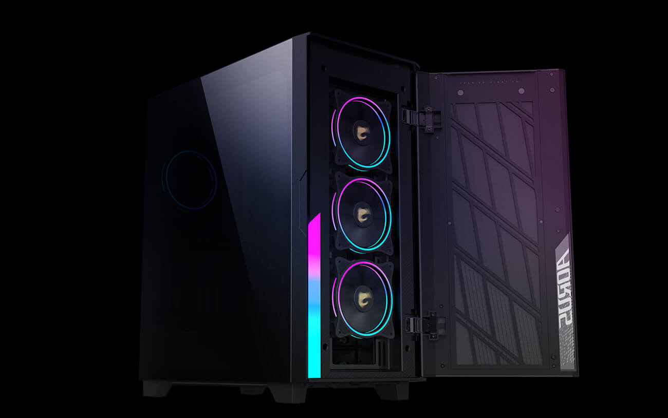 GIGABYTE AORUS C500 GLASS - Black Mid Tower PC Gaming Case, Tempered ...